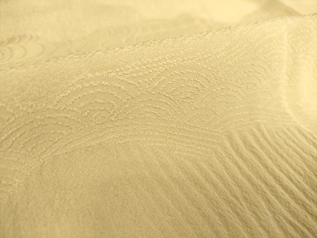 平和屋着物▽上質な色無地 単衣 縞地紋 薄香色 正絹