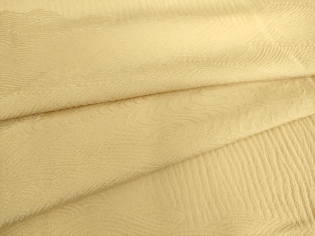 平和屋着物▽上質な色無地　単衣　雲取流水地紋　薄香色　正絹　逸品　DAAS0951az