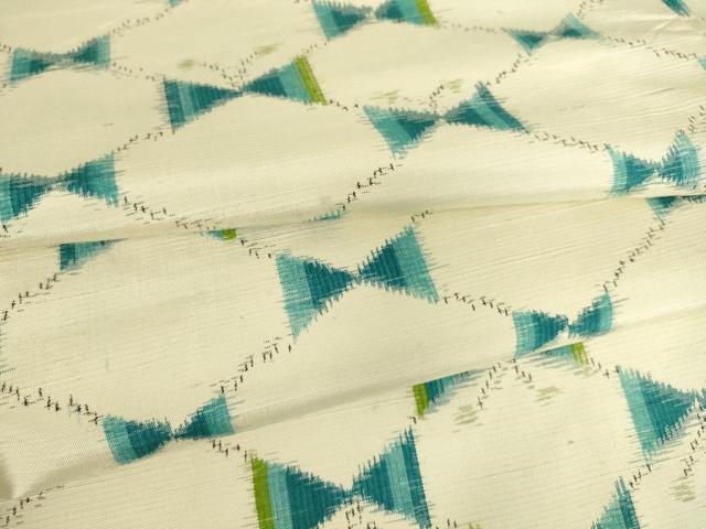 平和屋着物▽上質な紬　単衣　舞蝶文　正絹　逸品　DAAS0967az