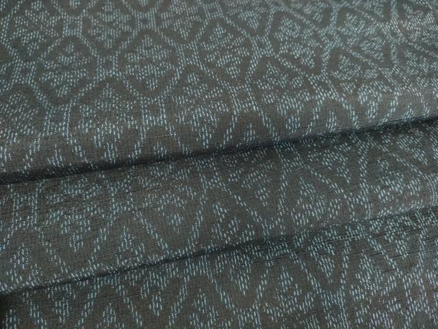 平和屋着物▽結城紬　単衣　菱花文　正絹　逸品　DAAS0995az