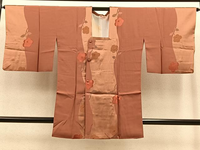 平和屋着物＃道行コート　ロング丈　花　正絹　逸品　BAAT8962gt