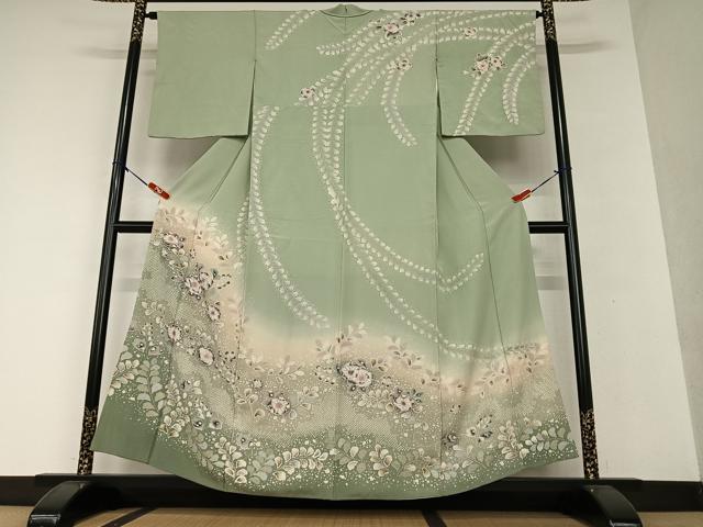 平和屋着物●訪問着　辻が花　手描き　絞り　暈し染め　正絹　逸品　AAAW9065zg