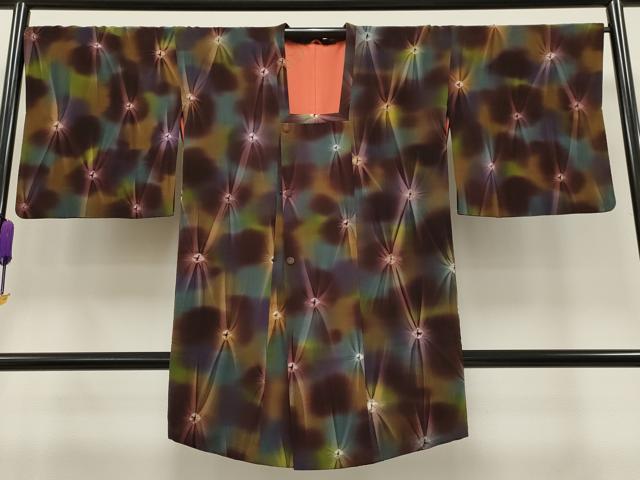 平和屋着物＃道行コート　輪奈織　絞り　吉祥文　暈し染め　ロング丈　正絹　逸品　CAAT5702id