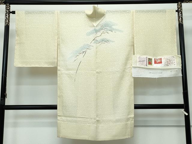 平和屋本店■極上 本加賀友禅作家 菊田宏幸 スリーシーズン 春夏秋 塵除け 道中着 ロング丈 紗 松 木蘭色地 証紙付 逸品 未使用 CZAA2835s5