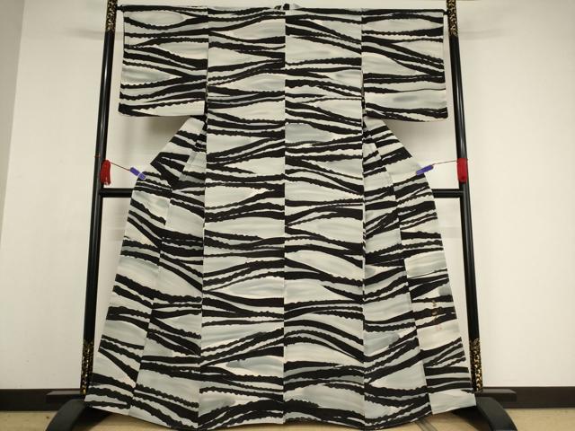 平和屋着物●染色作家　斉藤三才　小紋　波文　正絹　逸品　AAAW5360br