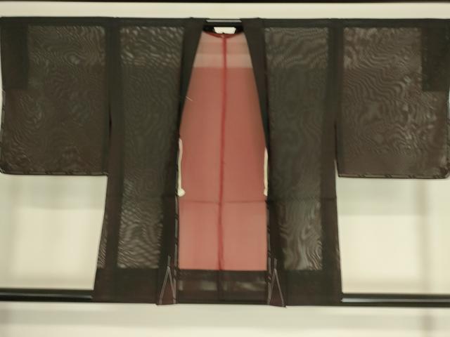 平和屋着物▽羽織　スリーシーズン　春夏秋　塵除け　紗　黒色　正絹　逸品　DAAT9157az