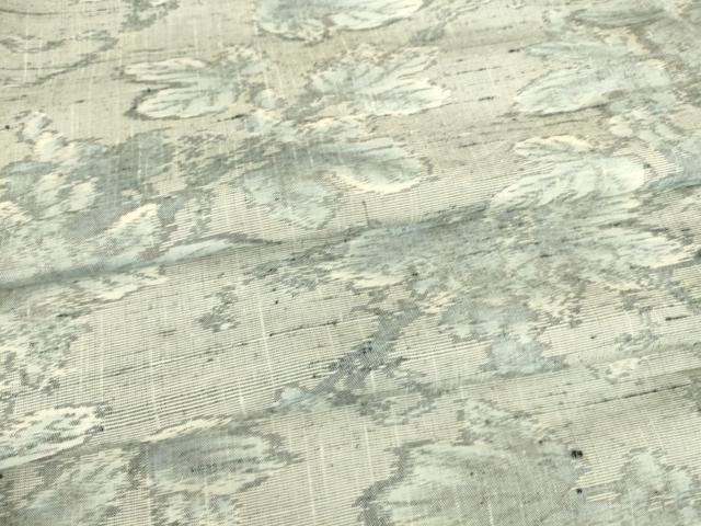 平和屋着物▽上質な紬　単衣　草花文　正絹　逸品　DAAT9177az