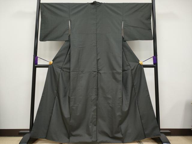 平和屋本店□極上 西陣 本場縞大島紬 18算 格子柄 みしな