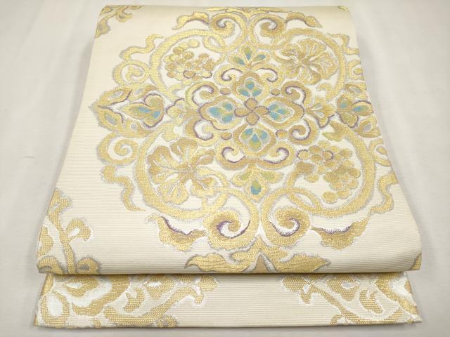 平和屋本店■極上　西陣織　天平初年創始の京の老舗　洛陽織物　六通柄袋帯　織襲　葡萄花唐草文　金銀糸　逸品　CYAA2673s5