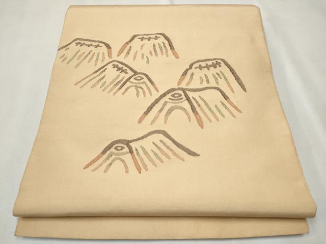 平和屋着物●能州紬　絲藝苑　上島洋山　太鼓柄袋帯　風景文　正絹　逸品　CAAT8320hy