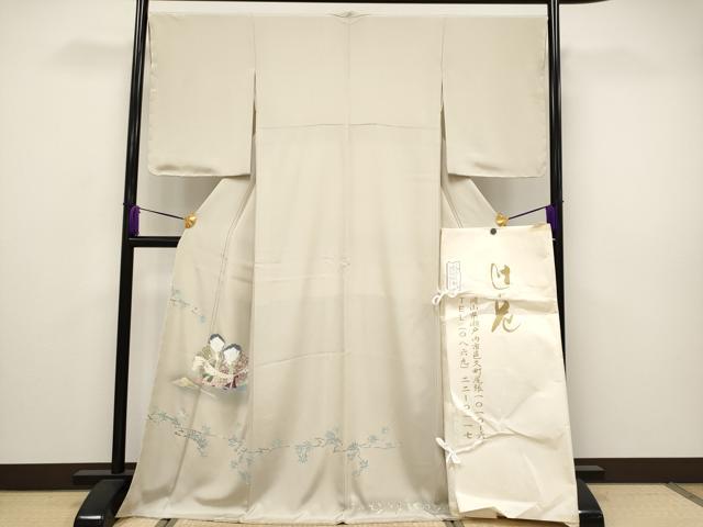 平和屋本店■極上　二代目・由水十久　本加賀友禅　色留訪問着　寒山拾得　練色地　たとう紙付き　逸品　未使用　CYAA2740s5