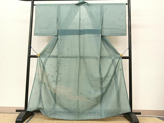 平和屋着物●訪問着　無双　紗袷　紗＆#10005；紗　リボン織　草花文　正絹　逸品　BAAT9148yc