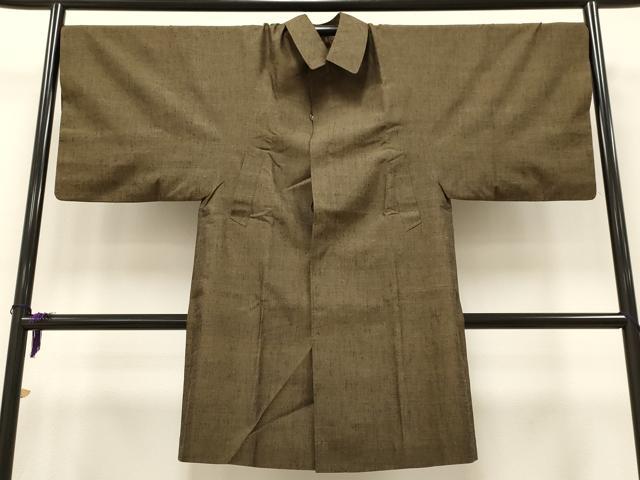 平和屋着物＃男性　和装コート　霞文　キングサイズ　ロング丈　正絹　逸品　CAAT5797id