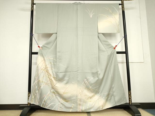 平和屋着物●訪問着　駒刺繍　露芝　暈し染め　金彩　正絹　逸品　AAAX2013ma