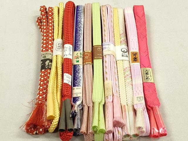 平和屋着物●和装小物　帯締め10本　手組紐　くみ紐　金糸　鈴乃屋扱い　逸品　未使用　DAAT0687by