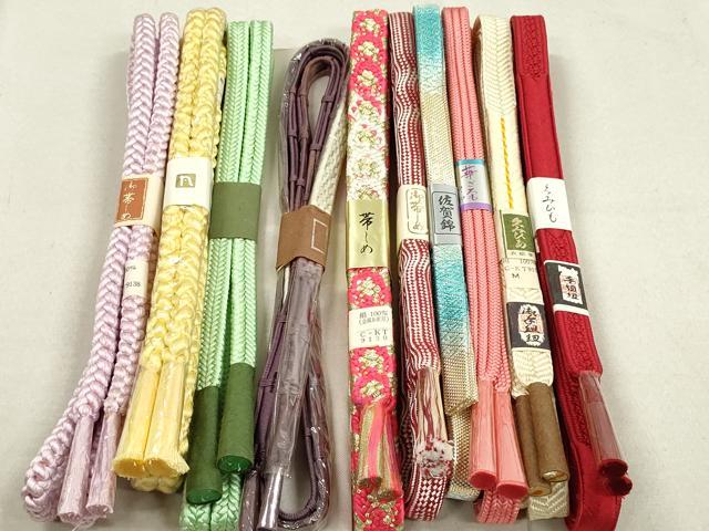 平和屋着物●和装小物　帯締め10本　冠組　笹浪組　佐賀錦　手組紐　金糸　逸品　未使用　DAAT0689by