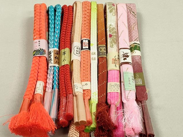 平和屋着物●和装小物　帯締め10本　豊縄流手組み　手組紐　くみひも　金糸　そごう扱い　逸品　未使用　DAAT0694by