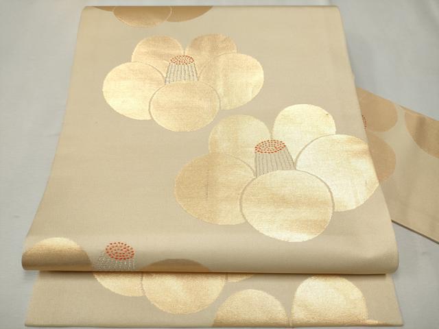 平和屋着物●桝屋高尾　九寸名古屋帯　椿　金糸　正絹　逸品　CAAU9207hy