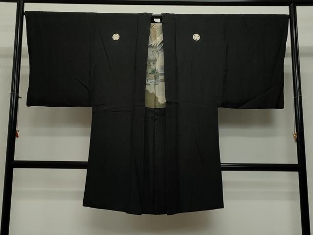 平和屋着物＃男性　長羽織　黒紋付き　正絹　逸品　CAAT5830id