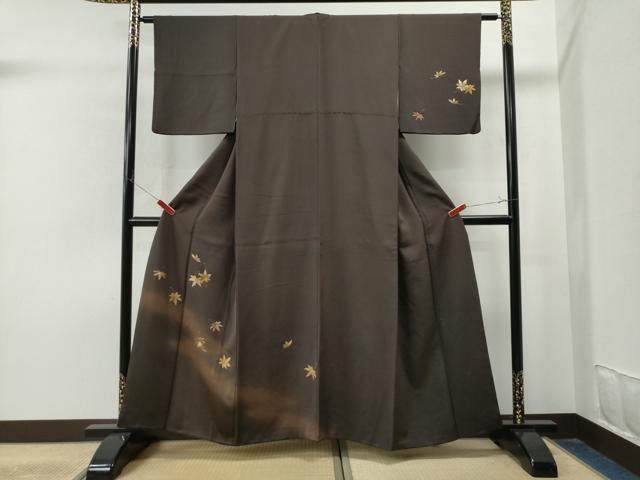 平和屋着物●訪問着　刺繍　楓　暈し染め　金銀彩　正絹　逸品　CAAU1912yc