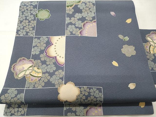 平和屋着物●全通柄　九寸名古屋帯　舞花文　金彩　正絹　逸品　未使用　CAAU1074yk