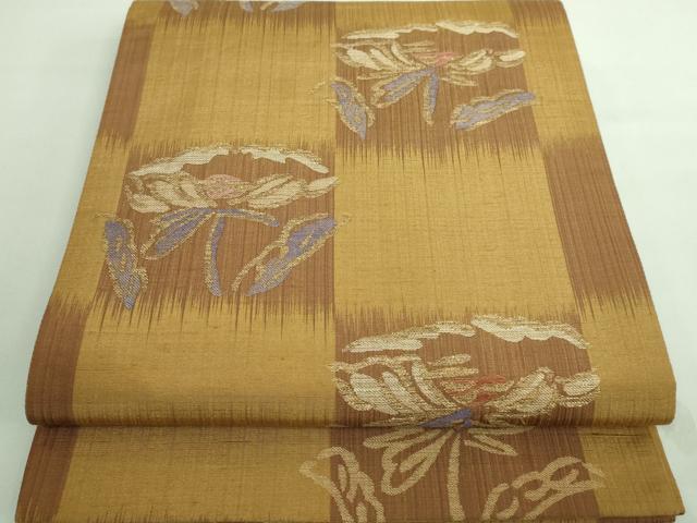 平和屋着物■極上　洛風林　工芸帯地　六通柄袋帯　市松花文　金糸　逸品　DZAA7168kh5