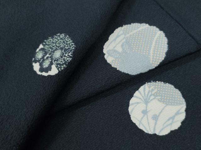 平和屋着物●上質な小紋　草花文　紺地　やまと誂製　正絹　逸品　CAAU2117yc