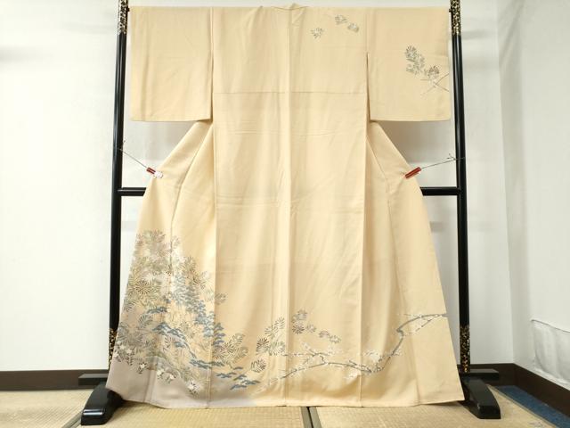 平和屋着物●訪問着　友禅　松梅文　暈し染め　正絹　逸品　CAAU2416yc