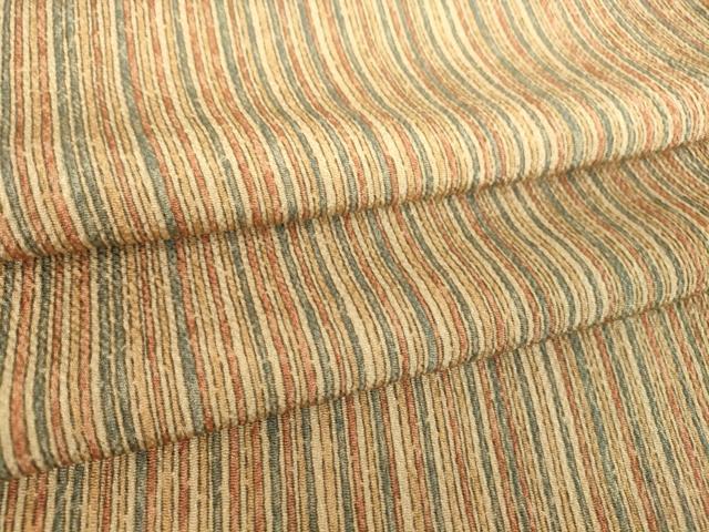 平和屋着物▽上質な小紋　単衣　縞　鬼しぼ縮緬　正絹　逸品　DAAT9660az