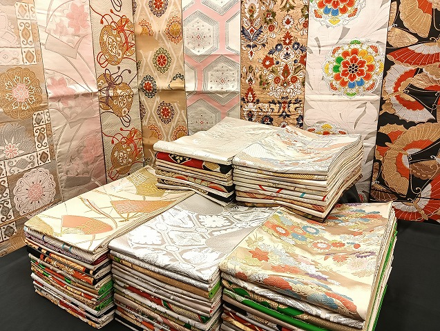 平和屋着物■袋帯 西陣 まとめて100点 向い鶴 孔雀 蝶 風景 更紗 花柄 楽器 正倉院 佐賀錦 金銀糸 など 未使用品あり 全て正絹 mmm848