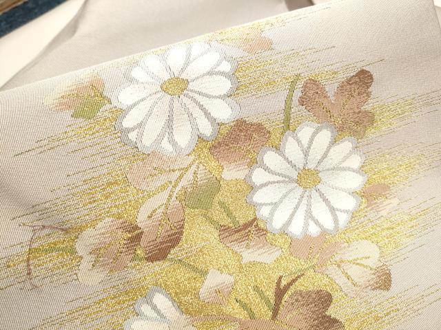 平和屋着物○爪掻き本綴れ 八寸名古屋帯 枝菊文 金糸