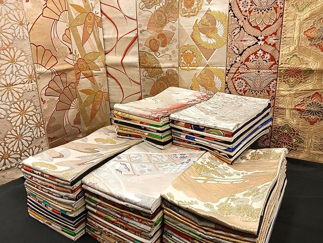 平和屋着物■袋帯 西陣 まとめて100点 鶴 孔雀 蝶 風景 更紗 花柄 楽器 正倉院 宝相華 佐賀錦 金銀糸 など 未使用品あり 全て正絹 mmm857
