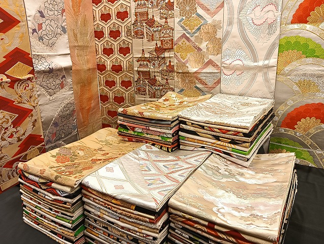 平和屋着物■袋帯 西陣 まとめて100点 向かい鶴 尾長鳥 人物 蝶 風景 松竹梅 花柄 金銀糸 など 着用可能多数 未使用品あり 全て正絹 mmm856