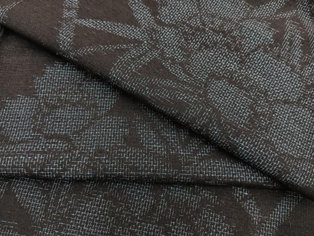 平和屋着物●上質な紬 　格子花笹文 　正絹　逸品　未使用　BAAU4673gt