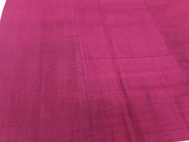 平和屋着物▽道行コート 単衣 紬地 濃紅色 ロング丈 正絹 逸品