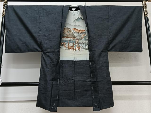 平和屋着物＃男性　本場大島紬　長羽織　80亀甲　総詰め　正絹　逸品　CAAV5655id