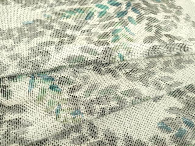 平和屋着物▽上質な紬　単衣　草葉文　正絹　逸品　DAAT9727az