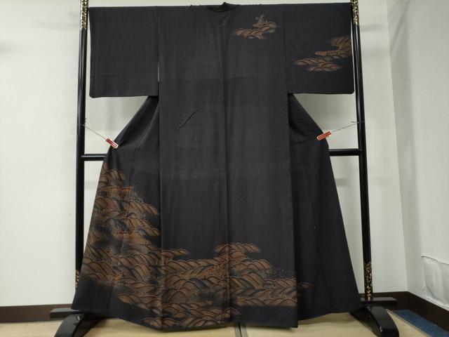平和屋着物●訪問着　紬地　立波文　正絹　逸品　CAAU2506yc