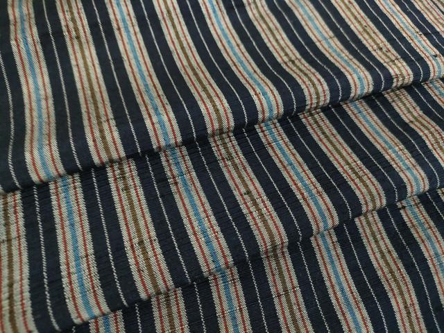 平和屋着物▽上質な紬　単衣　縞　正絹　逸品　DAAT9869az