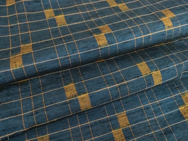 平和屋着物▽上質な紬　単衣　変わり格子　正絹　逸品　DAAT9891az