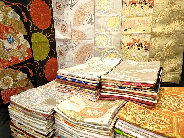 平和屋本店■袋帯 西陣 まとめて100点 鶴 蝶 風景 更紗 花柄 宝相華 楽器 佐賀錦 金銀糸 など 着用可能多数 未使用品あり 全て正絹 se3445