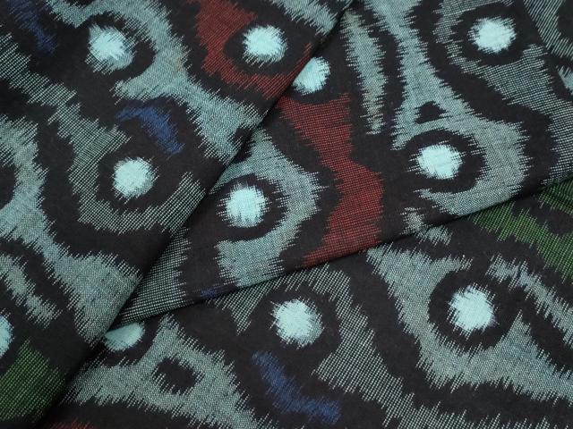 平和屋着物●久留米絣　単衣　変わり縞　吉祥文　綿　逸品　CAAU2739yc