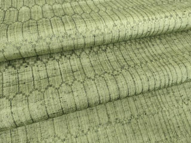 平和屋着物▽上質な紬　単衣　網目文　正絹　逸品　DAAV5049az