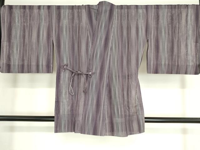 平和屋着物▽道中着　スリーシーズン　春夏秋　塵除け　縞　正絹　逸品　DAAV5063az