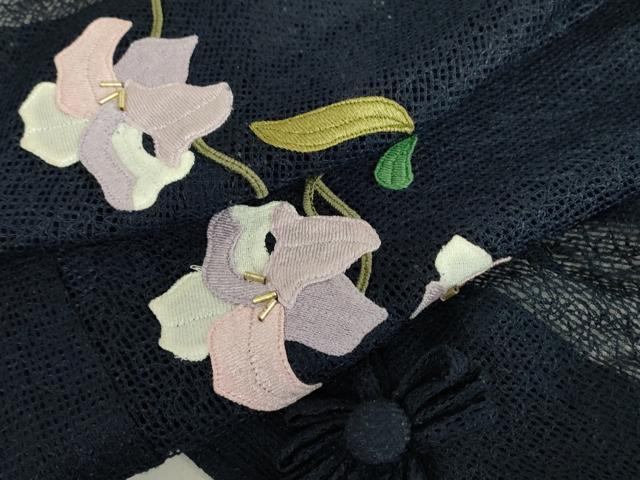 平和屋着物▽道中着　スリーシーズン　春夏秋　塵除け　ビーズ　パッチワーク　草花文　ロング丈　DAAV5068az