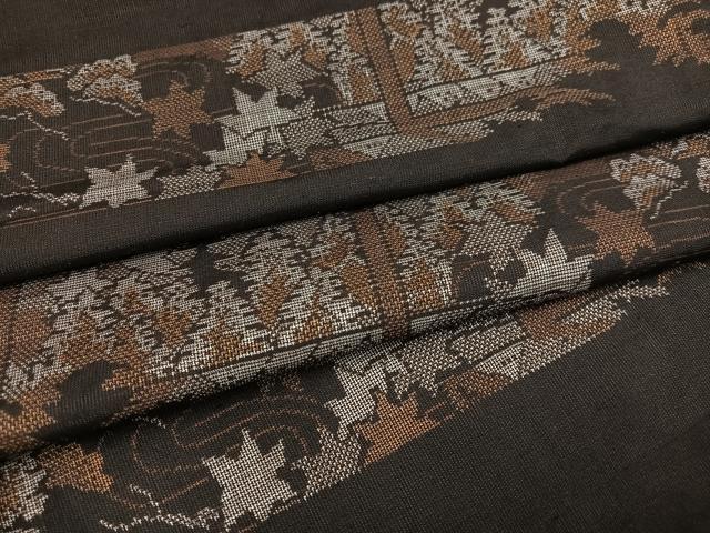 平和屋着物●本場大島紬　カタス9マルキ　草木文　正絹　逸品　AAAY5999ph