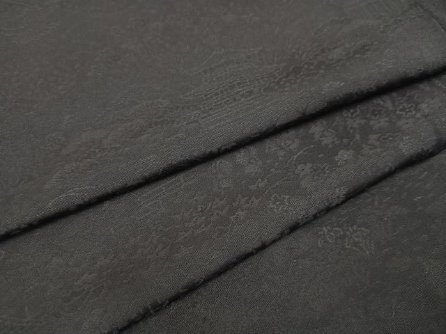 平和屋着物●上質な色無地　人物風景草花地紋　黒紅色　正絹　逸品　AAAY6319ph