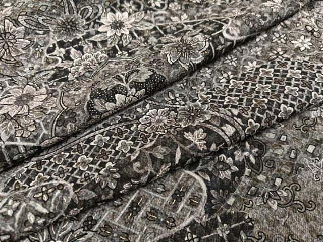 平和屋着物●上質な小紋　更紗草花文　正絹　逸品　未使用　AAAY6338ph