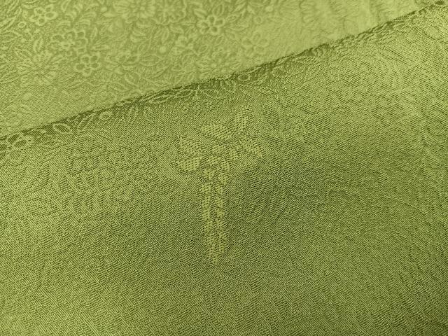 平和屋着物○上質な色無地 草花地紋 さが美扱い 正絹 逸品 AAAY8660ph