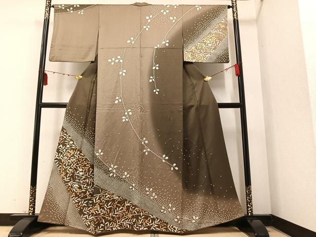 平和屋着物●訪問着　草花文　暈し染め　金彩　正絹　逸品　AAAY8669ph